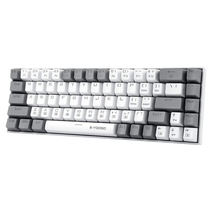 Jual E-YOOSO Z-686 MECHANICAL KEYBOARD 68 KEY White Grey Monochrome ...
