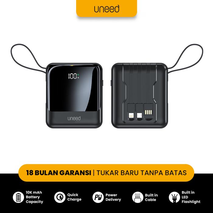 Promo UNEED MultiBox DF10 Powerbank Built in Cable QC 10000mAh 22.5W ...