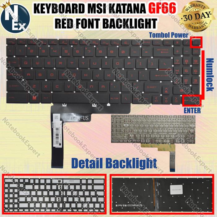 Jual KEYBOARD MSI KATANA GF66 RED FONT BACKLIGHT - BLACK - Jakarta ...