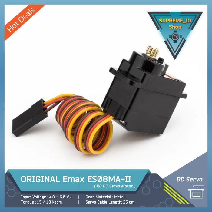 Jual Emax Es08ma Ii Es08maii Rc Toy Dc Steering Metal Gear Mini Servo ...