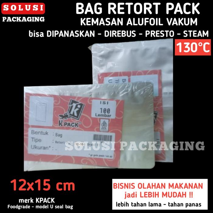 Jual BAG RETORT PACK 12x15 KPACK KEMASAN ALUFOIL VAKUM PANAS REBUS ...