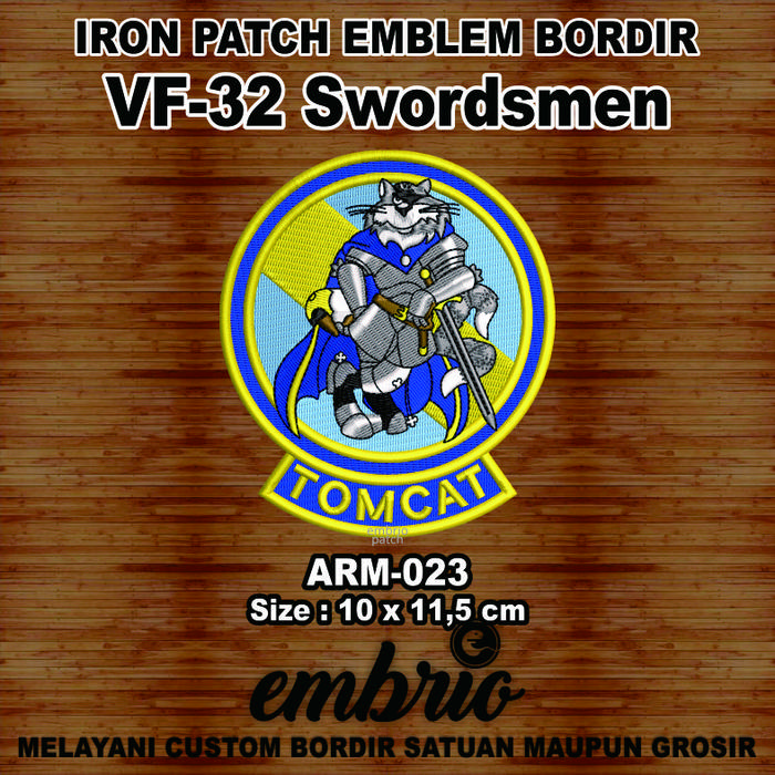 Jual ARM-023 Patch VF-32 Swordsmen Tomcat US Navy Pilot Fighter ...