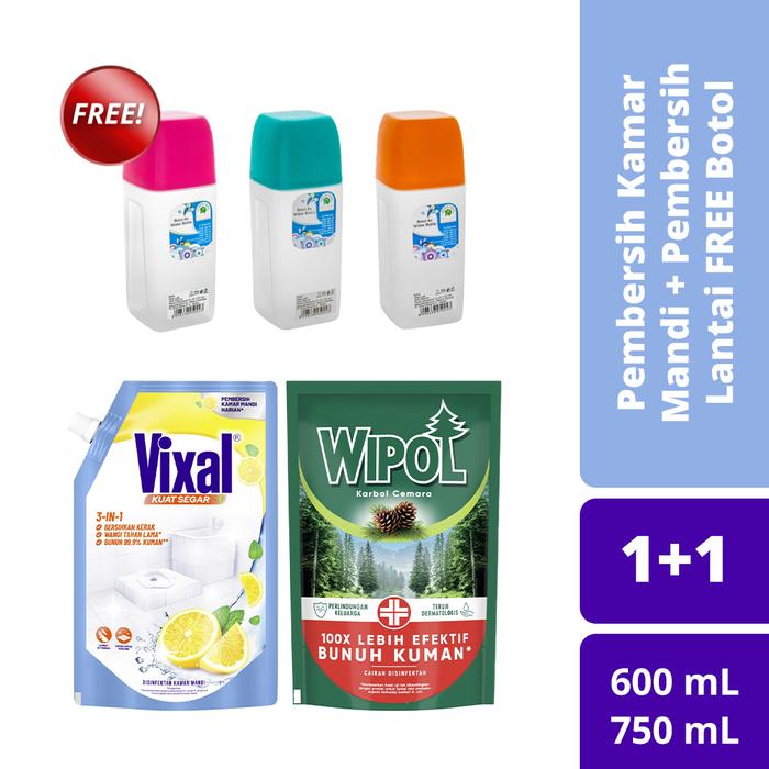 Jual Vixal Kuat Segar Pouch 600ml & Wipol Karbol Cemara 750ml Free ...