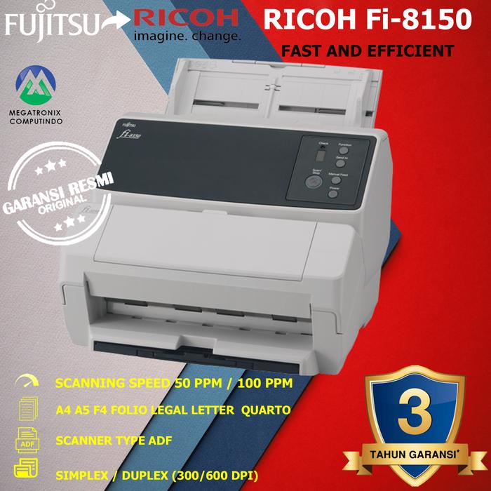 Jual Scanner FUJITSU / RICOH Fi-8150 ADF - 50 Lembar - (A4/Legal/Folio ...