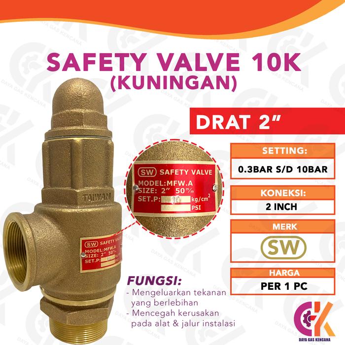 Jual SW Safety Valve Kuningan 10 Bar - Pressure Safety Relief Valve - 2 ...