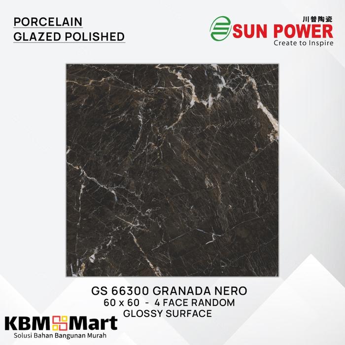 Jual GRANITE SUNPOWER 60x60 GS 66300 Granada Nero Hitam Marmer Lantai ...