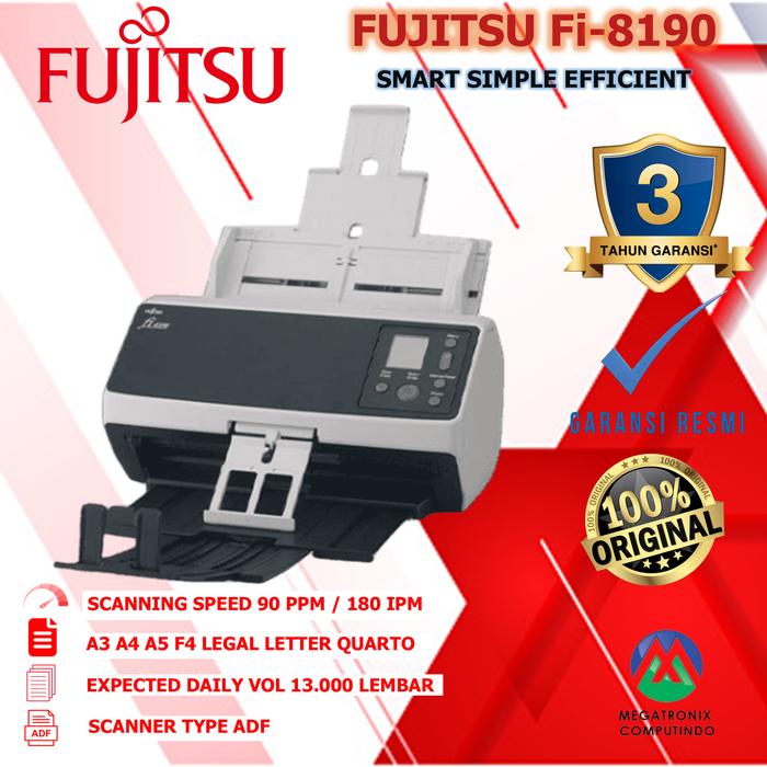 Jual Scanner Fujitsu Fi-8190 ADF - 90 Lembar/Menit - (A4/Legal/Folio) - Jakarta Pusat ...