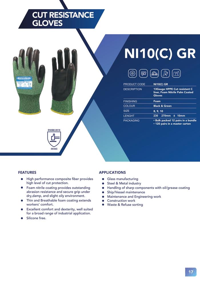 Jual Sarung tangan Safety Cut Resistant Summitech NI 10(C)GR - Kota ...