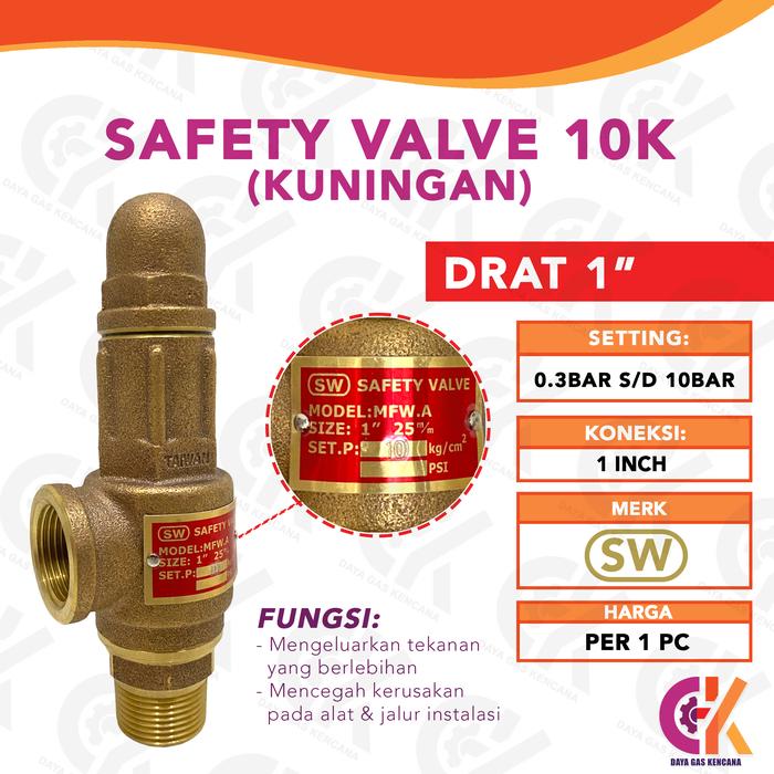 Jual SW Safety Valve Kuningan 10 Bar - Pressure Safety Relief Valve - 1 ...