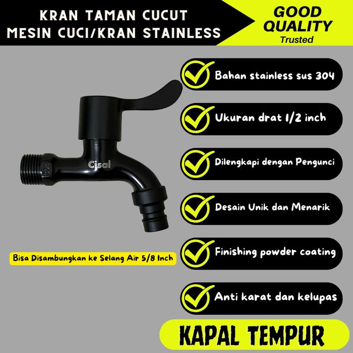 Jual KRAN TAMAN STAINLESS 304 / KRAN AIR HITAM / KRAN AIR SUS 304 ...