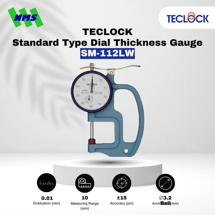Jual Alat Ukur Ketebalan TECLOCK SM-112LW Dial Thickness Gauge 10mm ...