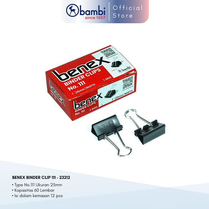 Jual Klip Penjepit Kertas / Binder Clip / Paper Clip Benex No 111 (25mm) - Kota Depok - Bambi ...