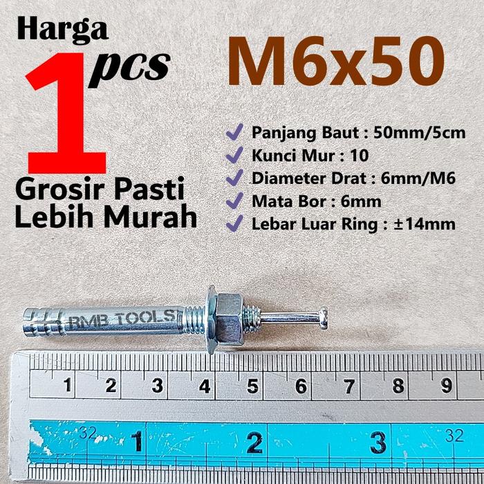 Jual Hit Anchor M6x50 5cm Dynabolt Angkur Ketok 6mm / High Anchor M5 x ...