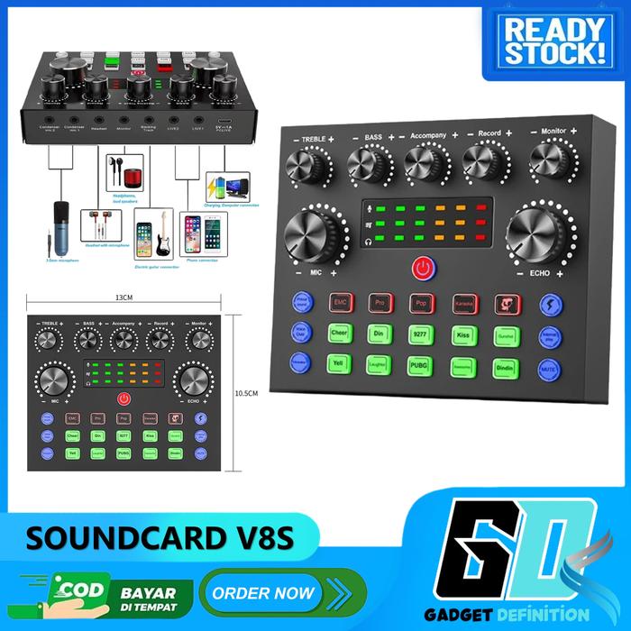 Jual Sound Card V8s Live Mixer Audio Usb External Soundcard Broadcast Di Seller Kingyo ...