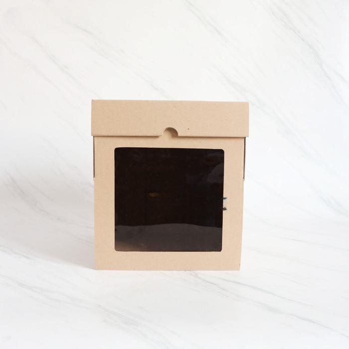 Jual Box Kotak Coklat Jendela Mika Packaging Kue Ulang Tahun 22x22x25cm ...