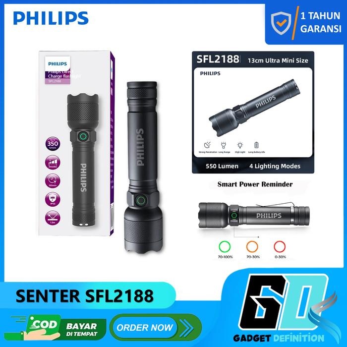 Promo Philips Senter Led Flashlight Senter Led Super Terang Tahan Air ...