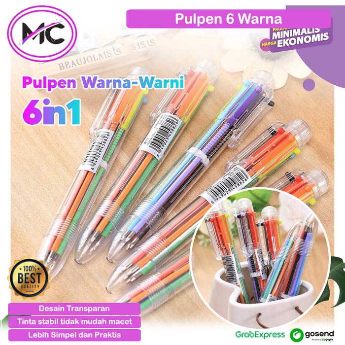 Jual Pulpen 6 Warna Alat Tulis Pena Balpoin Belajar Anak Lucu Unik ...