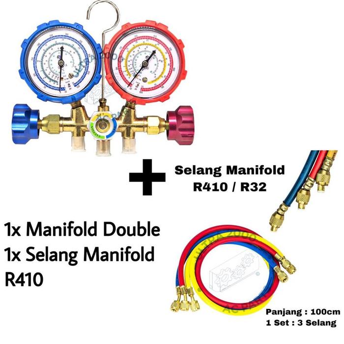 Jual Double Manifold Gauge Multi R22 R410a R32 R134a - SELANG R410 ...