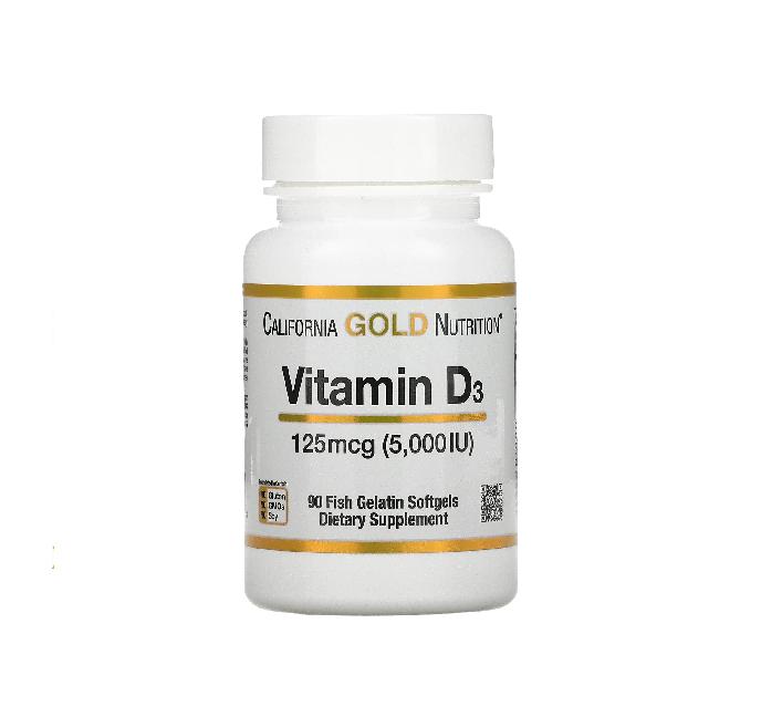 Jual California Gold Nutrition Vitamin D3, 5000 IU 90 Fish Gelatin ...
