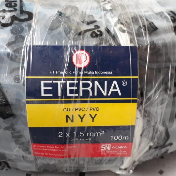 Jual Kabel Listrik Kawat NYY 2x1.5 mm Eterna Hitam 100mtr NYY 2 x 1.5 100m - Kota Surabaya ...