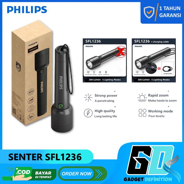 Promo Philips Lampu Senter LED Flashlight / Senter Led Jarak Jauh Tahan ...