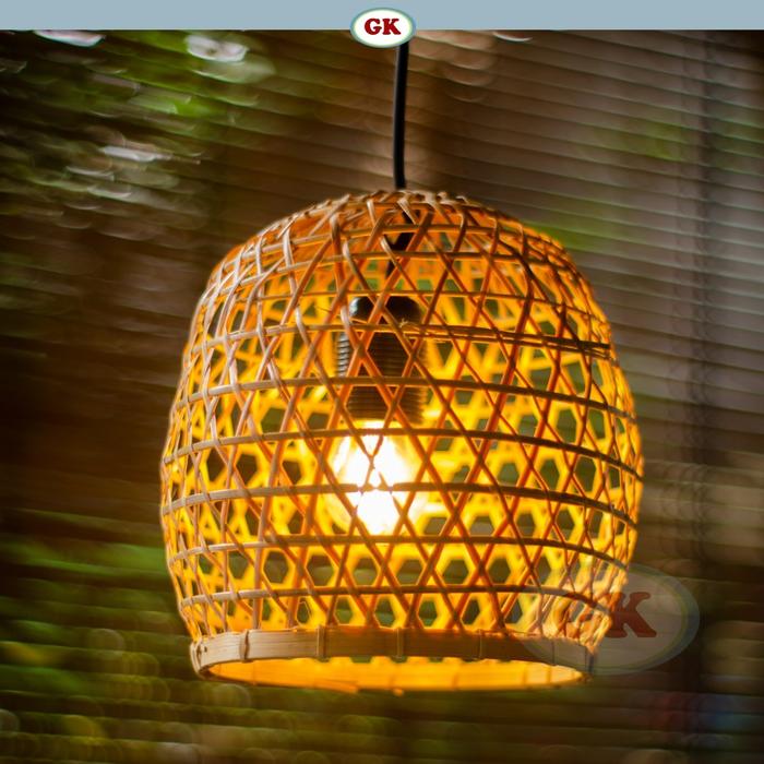 Jual Kap Lampu gantung Bambu / Lampu dekorasi bambu BT03 d20 - Kab ...