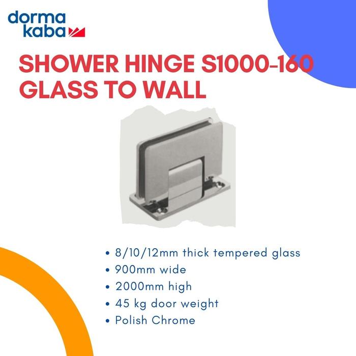 Jual Dorma S1000-160 Dormakaba Shower Hinge S1000-160 Polish Chrome ...