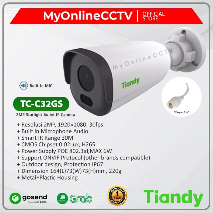 Promo IP CAMERA CCTV TIANDY TC-C32GS 2MP AUDIO STARLIGHT POE ONVIF ...