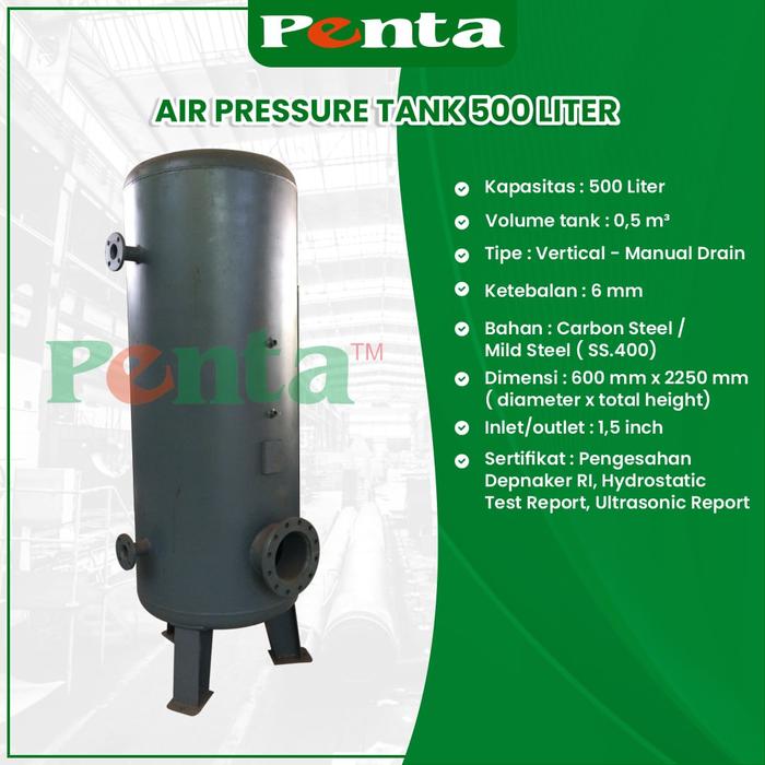 Jual Air Pressure Tank 500 Liter Tangki Tekanan Udara Untuk Compressor ...
