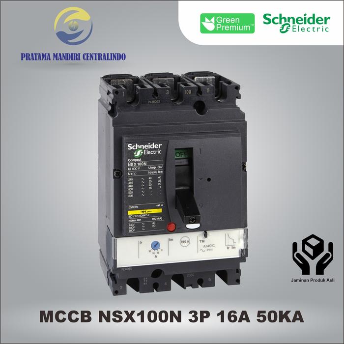 Jual MCCB NSX100N 3 Phase 16 Ampere SCHNEIDER 3P 16A - 50KA LV429847 ...