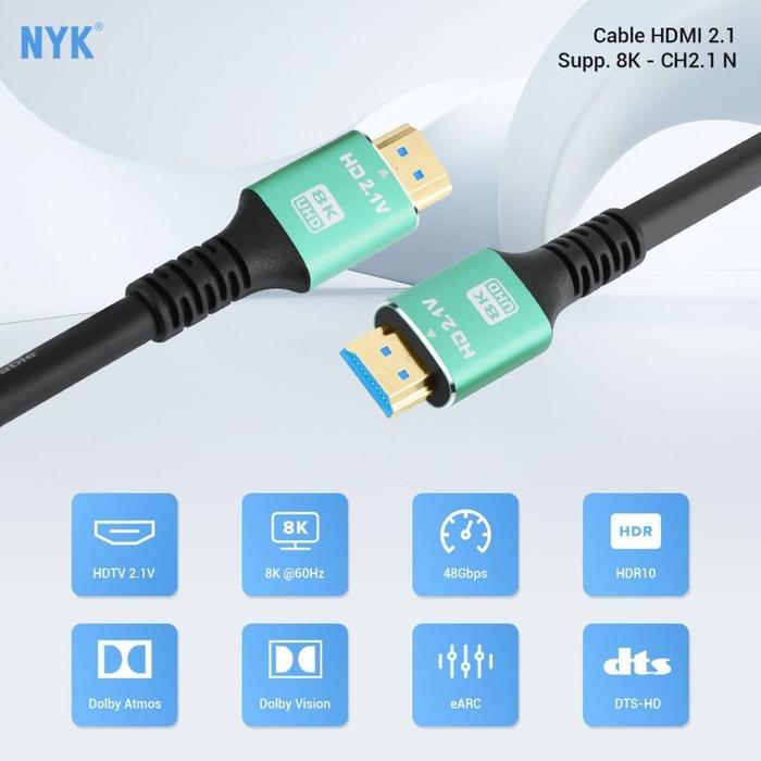 Jual Cable hdmi 2.1 nyk 3m premium 8k 4k 144hz hdr Kabel hdtv 3 meter ...
