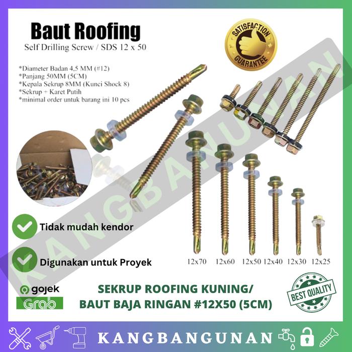 Jual SEKRUP ROOFING KUNING/BAUT BAJA RINGAN #12X50 (5CM) - Jakarta Pusat - KANGBANGUNAN | Tokopedia