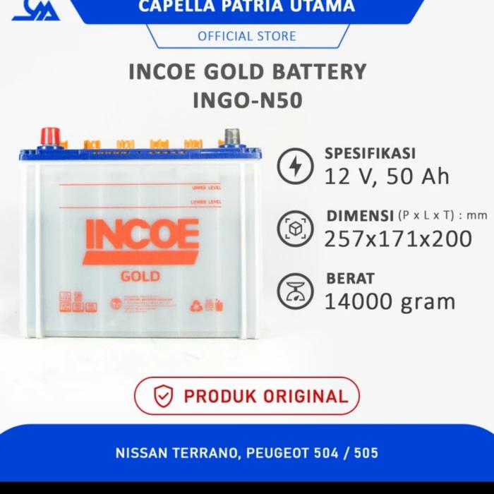 Jual Aki Accu Incoe Gold N50 12V 50AH/Amper Astra PS 100, FE, PS Canter ...