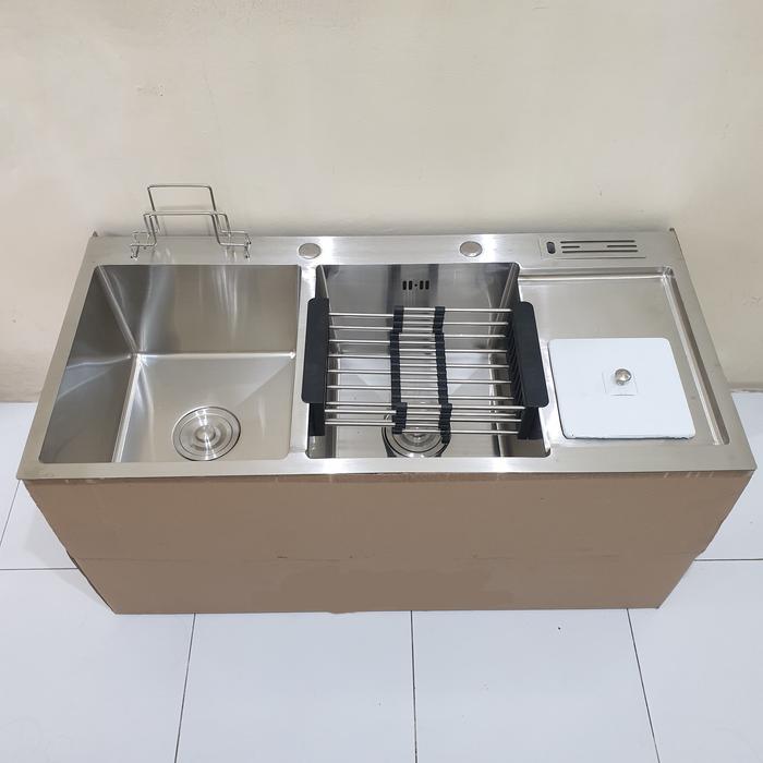 Jual kitchen sink stainless bak cuci piring premium sus304 2 bowl ...