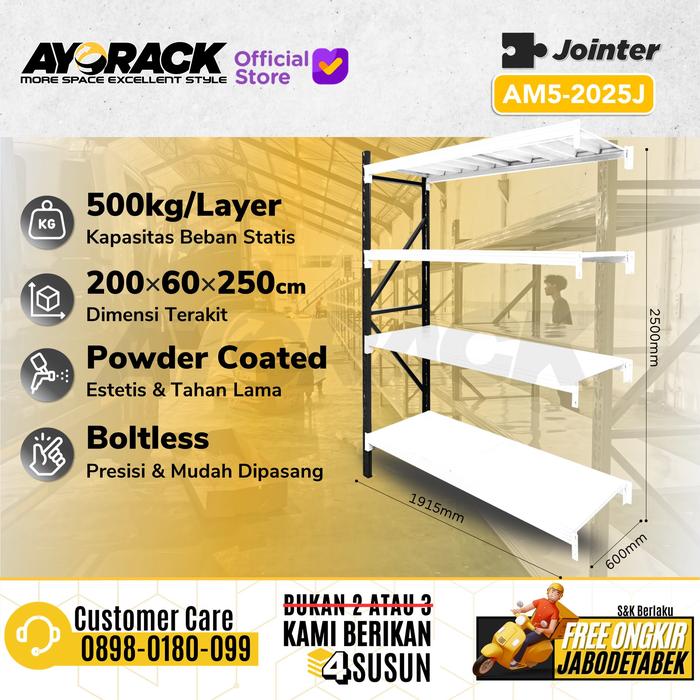 Jual RAK GUDANG 4 SUSUN 2.5 METER 500KG AYORACK AM5-2025J JOINTER RACK BESI - Kab. Bekasi - Rak ...