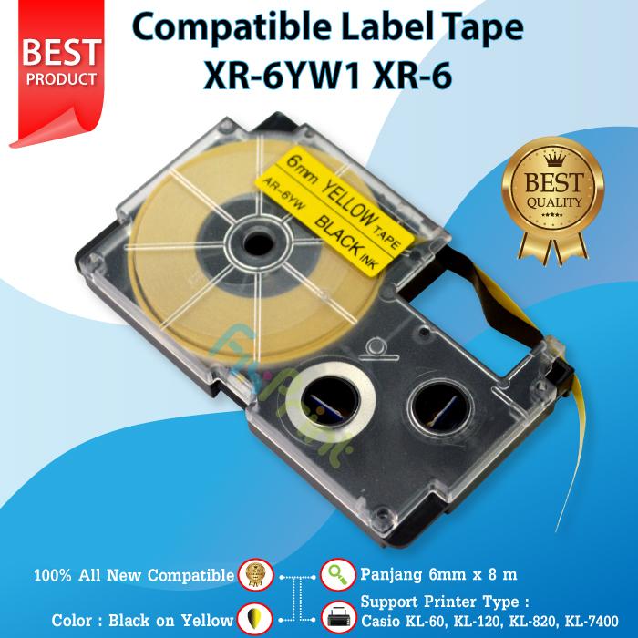 Jual CASIO Label Tape XR-12WE1 Black On White 12mm Printer KL60 KL7400 ...