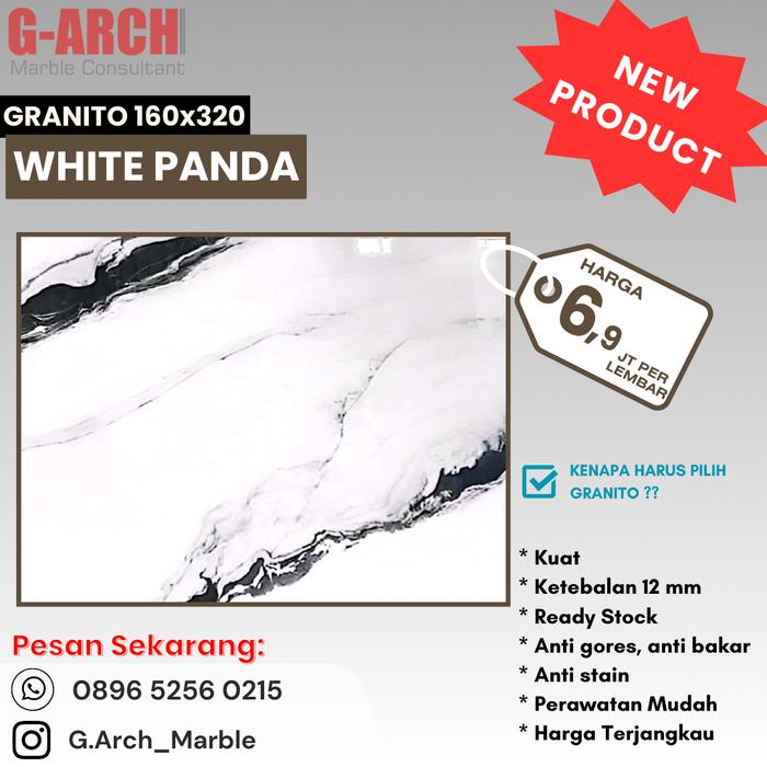 Jual GRANITO WHITE PANDA BIG SLAB 160 x 320 BERKUALITAS (LIKE QUADRA ...