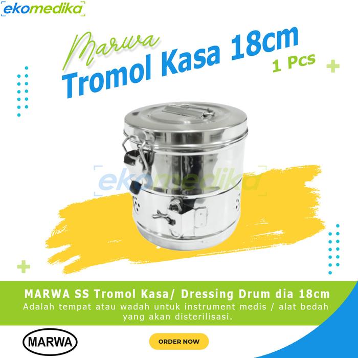 Jual Tromol Kasa 18cm / Dressing Drum / Dressing Jar 18 cm Steinless ...