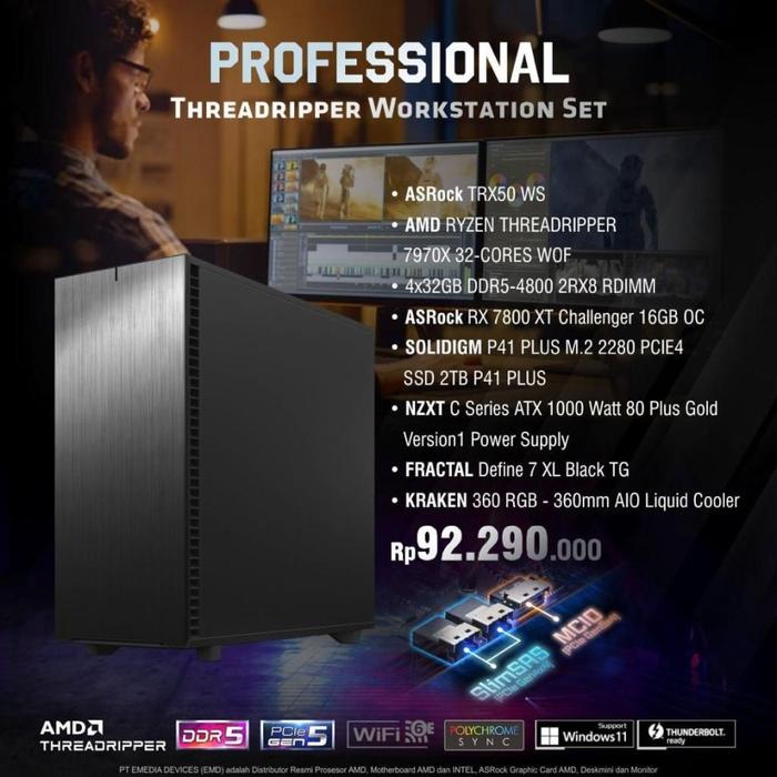 Promo PROFESSIONAL AMD Threadripper 7970X WORKSTATION SET Cicil 0% 3x ...