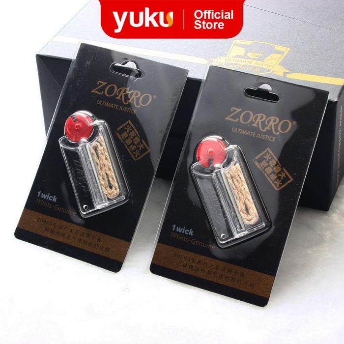 Jual Zippo Zorro 7 flint + 1 wick / batu + sumbu korek api 1 set ...