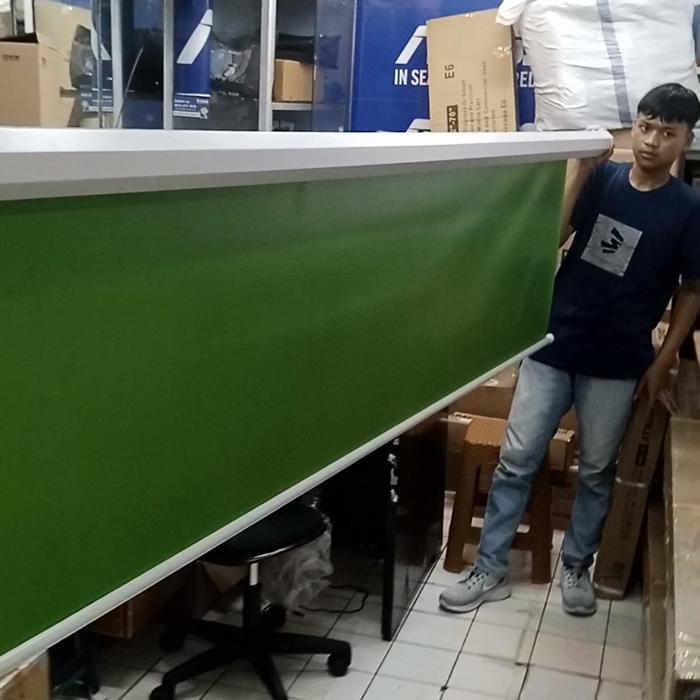 Promo layar green screen motorized lebar 210cm x panjang 250cm green ...