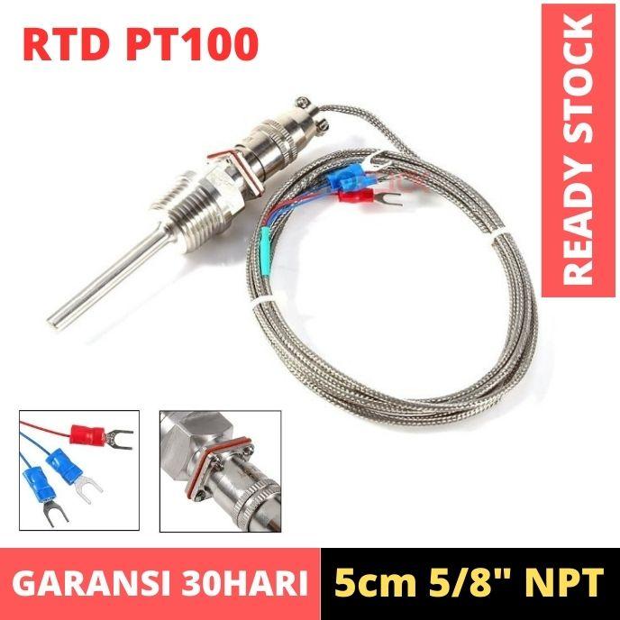 Jual RTD PT100 Sensor Temperature Probe L 5cm 5/8" NPT with Konektor ...