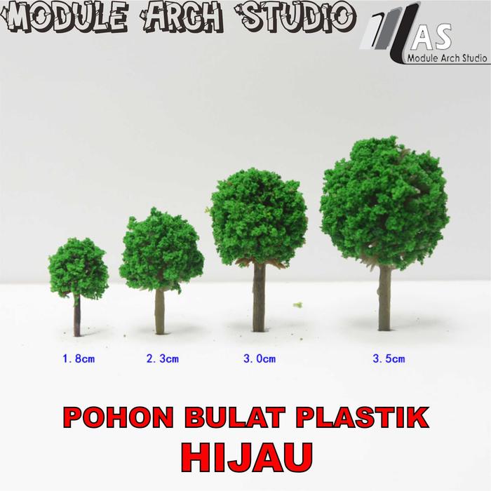 Jual Maket Pohon Bulat Plastik - Miniatur Pohon Bunga - Hijau Polos, 1 ...