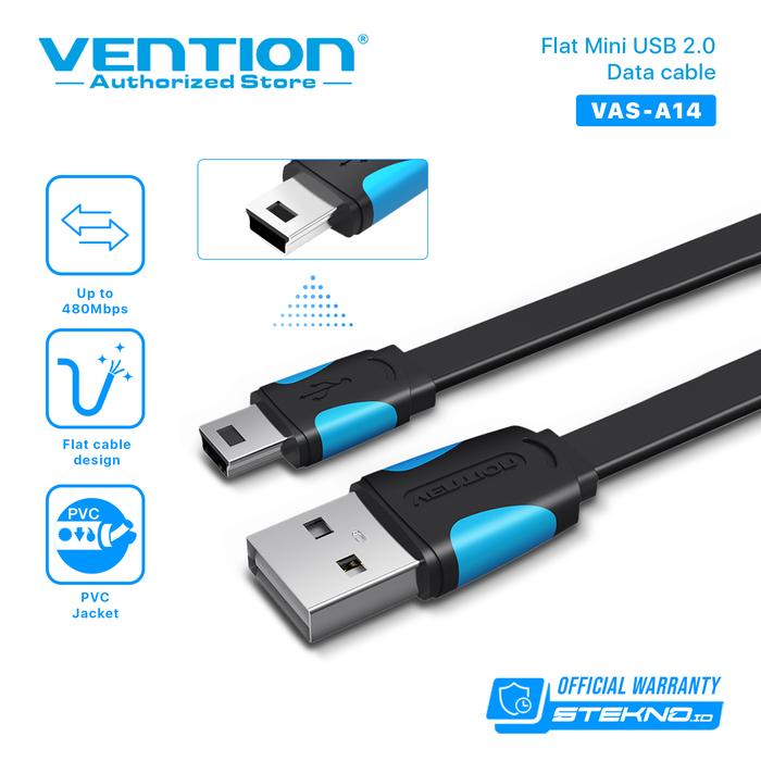 Jual Vention Kabel Data Mini 5 pin USB 2.0 - Hitam - Flat A14, 3m ...