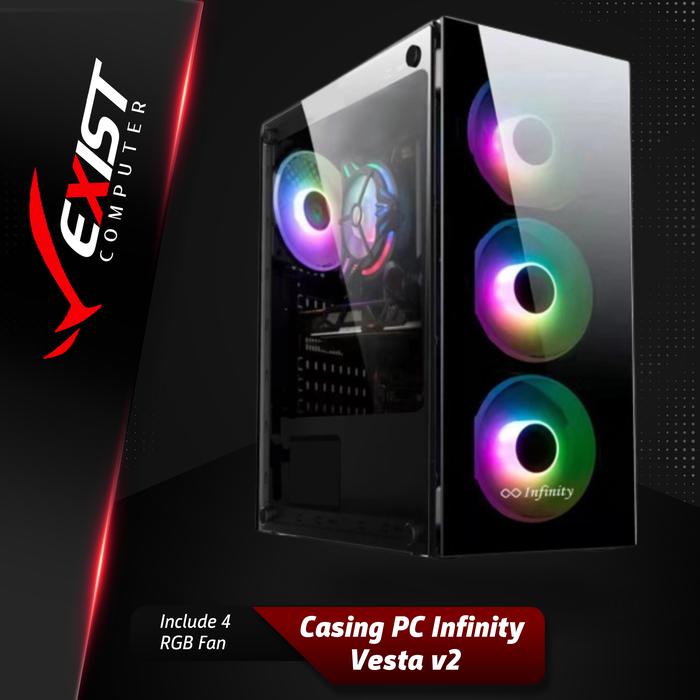 Jual Casing Komputer Infinity Vesta + 4 Fan Casing 12cm Biru PC Case ...