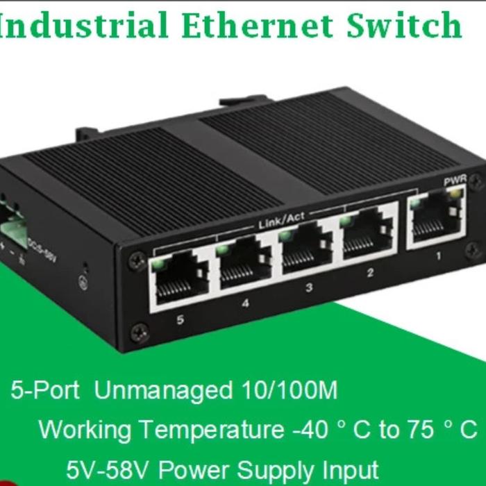 Jual Ethernet Switch 5 port 10/100Mbps DIN RAIL Industrial Ethernet ...