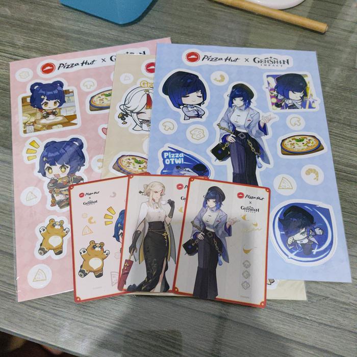 Jual Set Stiker & Photocard colab Genshin Impact X Pizza hut - Kota ...