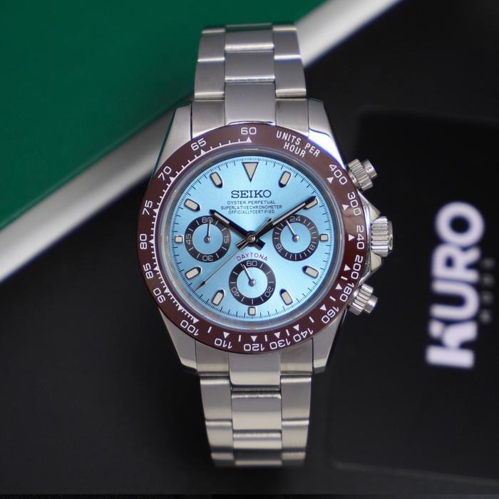 Jual Seiko Mod Daytona Platinum Ice Blue Dial Seitona Seikomods VK63 ...