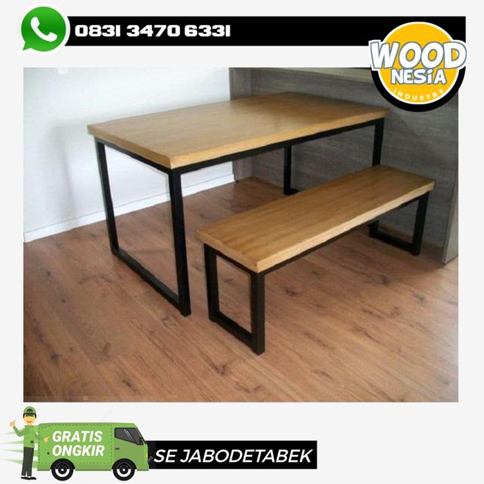 Jual meja makan minimalis kursi panjang - meja makan kayu mahoni - Kota ...
