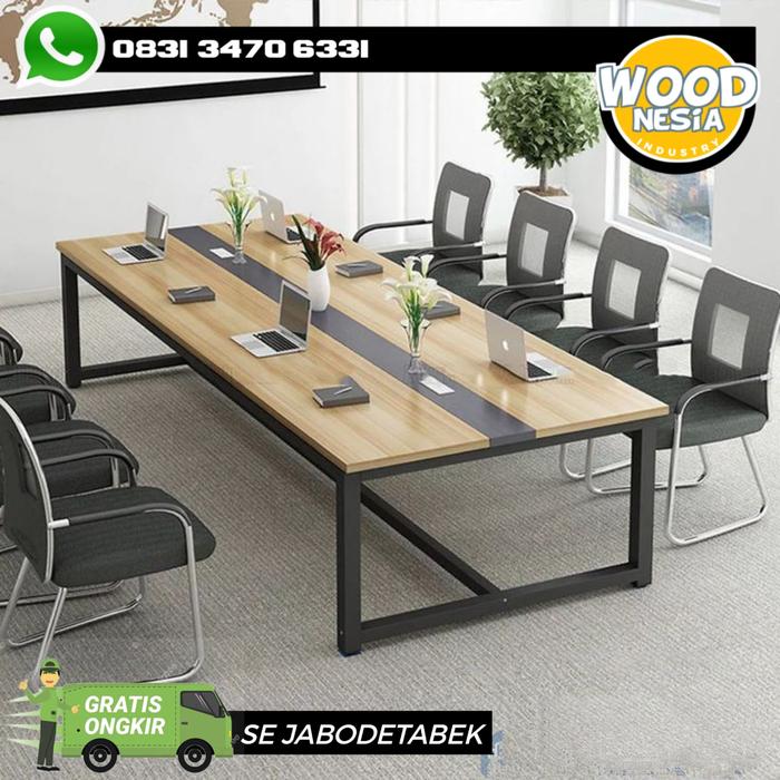 Jual meja meeting kantor - meja rapat 8 orang kayu mahoni 260 × 120 × ...